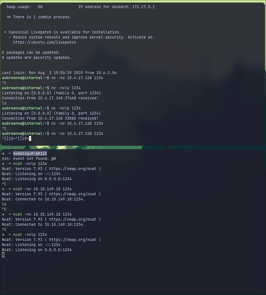 For CTF players if can not do a reverse shell from outside to host through (Firewall prevent TCP ...