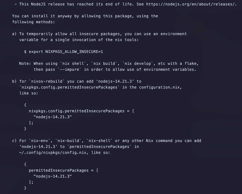 Allow insecure and permitted insecure not having an effect - Help - NixOS Discourse