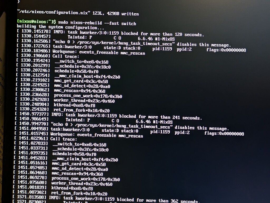 Is there any way to reduce the resources used by nixos-rebuild? Kernel timout errors during ...