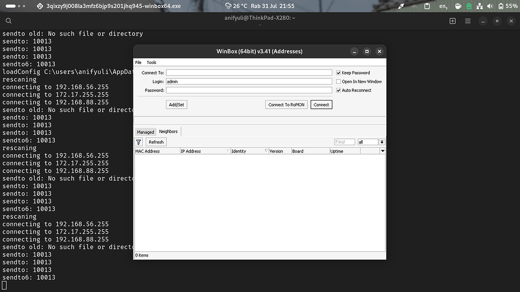 Can't scan Mikrotik router on Winbox (in NixOS), but it success detect ...
