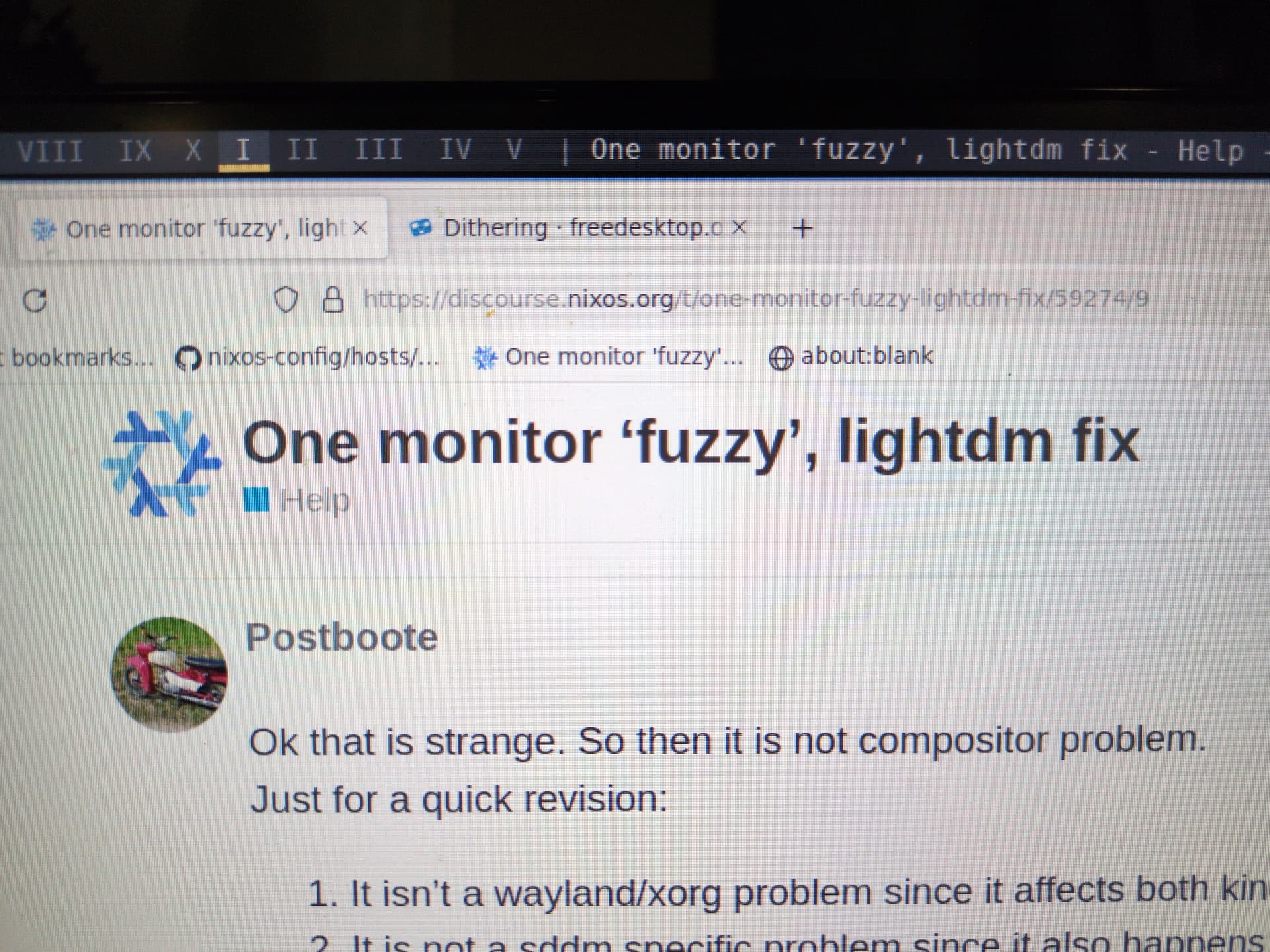 One monitor 'fuzzy', lightdm fix - Help - NixOS Discourse